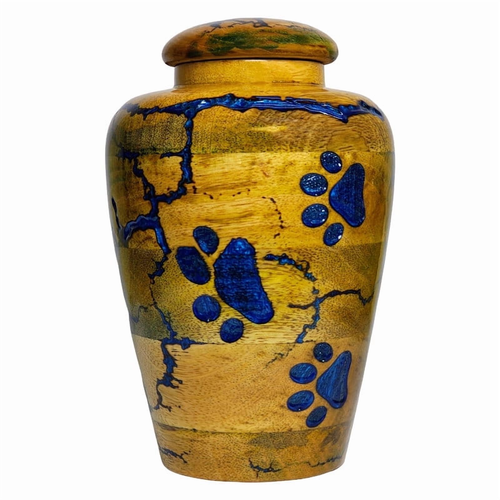 Handcrafted Sheesham Wood Memorial Urn – 6.5x6.5x10.5 Inches – Epoxy ...