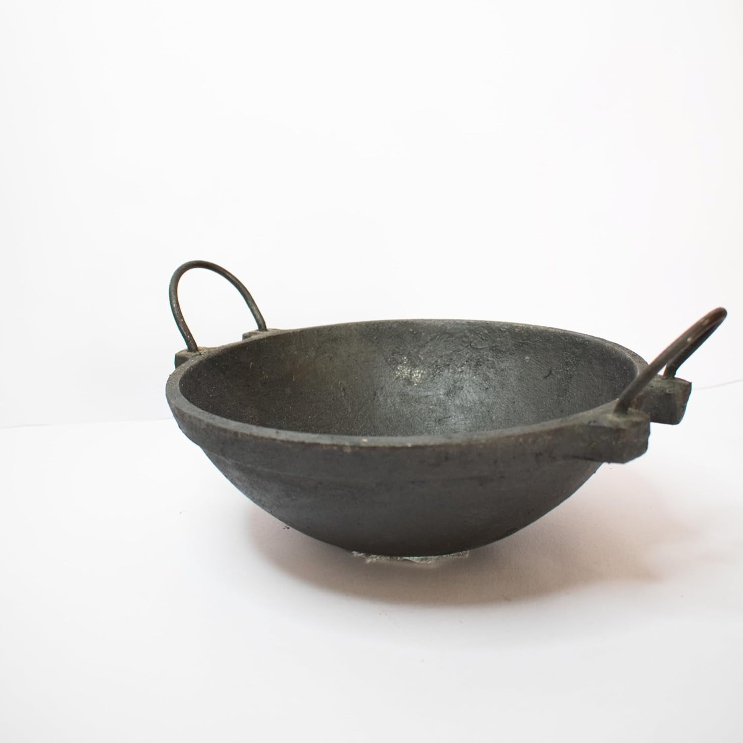 Handcrafted Small Cast Iron Black Kadail 500ml - Iron Kadhai Heavy Bottom - Pre Seasoned Cast ...