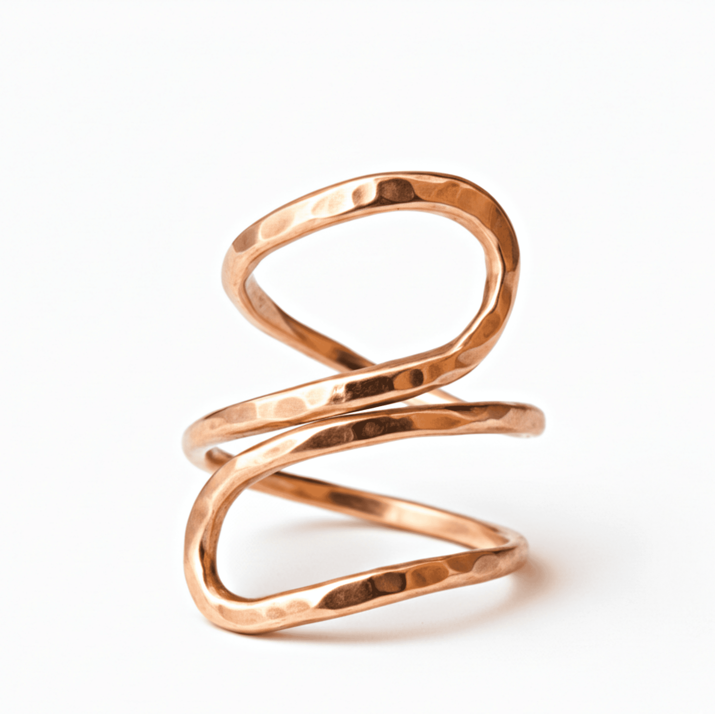 Handcrafted Solid Pure Copper Sculptural Wave Ring, Hammered Modern ...