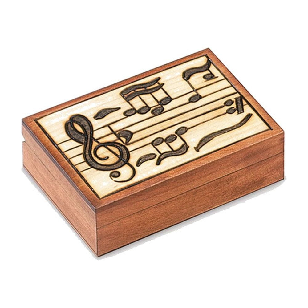 Handcrafted Solid Wood Music Notes Carved Keepsake Box QGM8537 ...