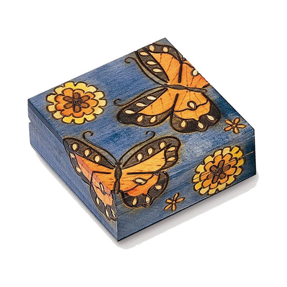 Handcrafted Solid Wood Painted Butterfly Keepsake Box GM8538 - Walmart.com