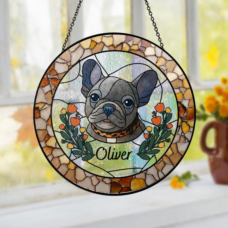 Handcrafted Stained Glass Pet Portrait, Custom Dog Cat Suncatcher, Pet ...