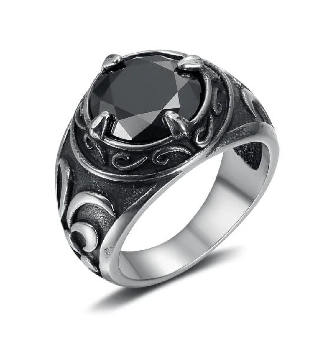 Handcrafted Stainless Steel Celtic Signet Ring with Stone Beowulf ...