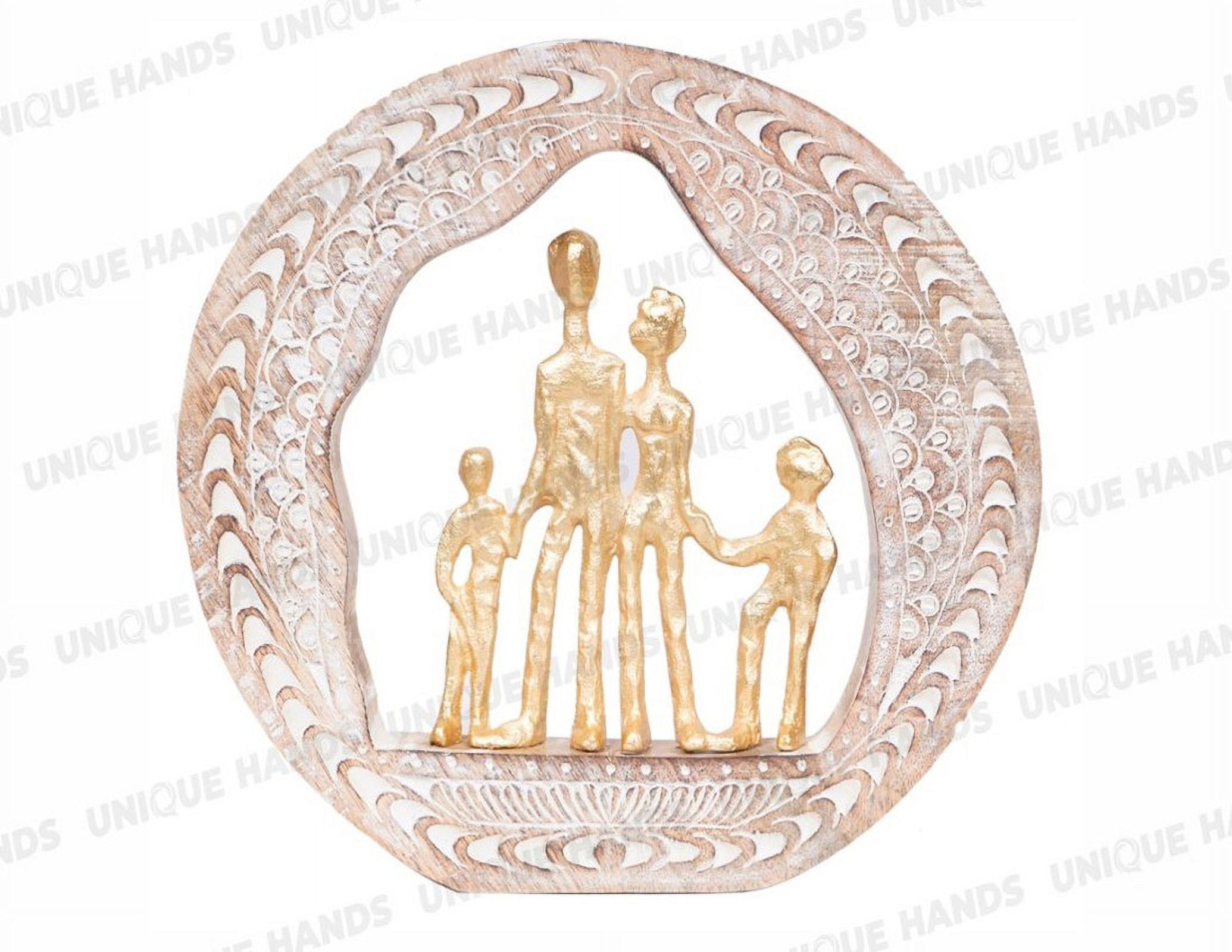 Handcrafted Stunning Family Sculpture Gold Color Metal Figurines Inside ...