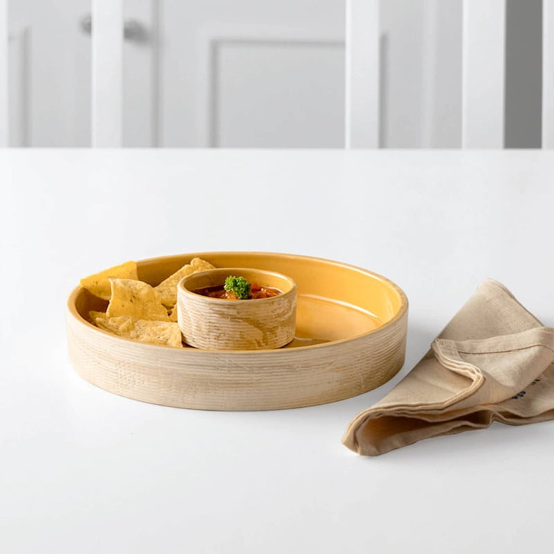 Handcrafted Sustainable Ceramic Chip-N-Dip Bowl- Amber Love - Walmart.com