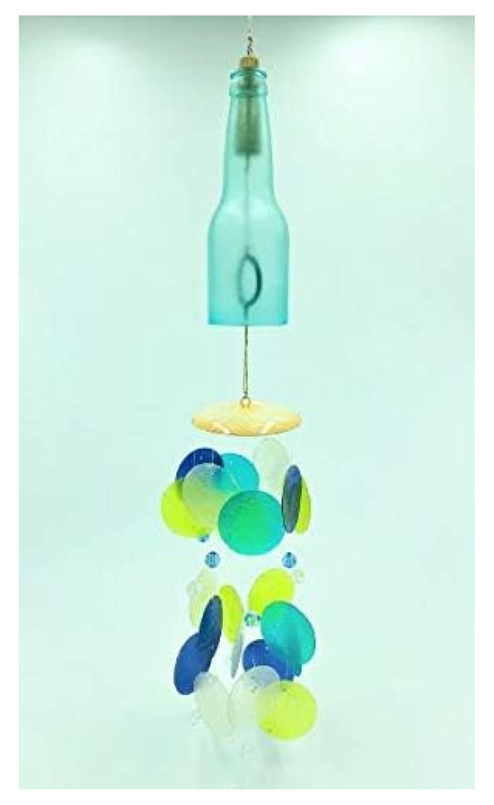 Handcrafted Sustainable Patio Garden Wind Chime 25” Upcycled Sea Aqua ...