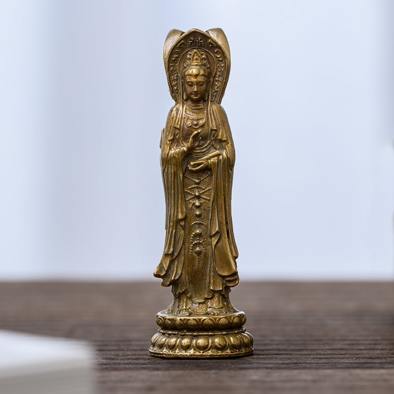 Handcrafted Three-Faced Nanhai Guanyin Buddha Statue Vintage Brass 2 ...