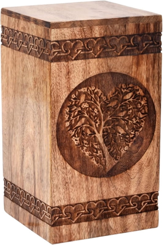Handcrafted Tree Of Life Mangowood Cremation Urn Box. Human Ashes Box ...