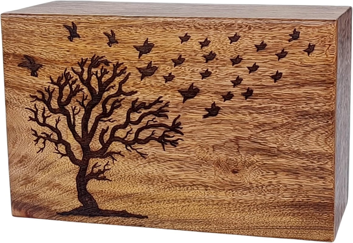 Handcrafted Tree of Life Hardwood Cremation Urn Box for Human Ashes ...