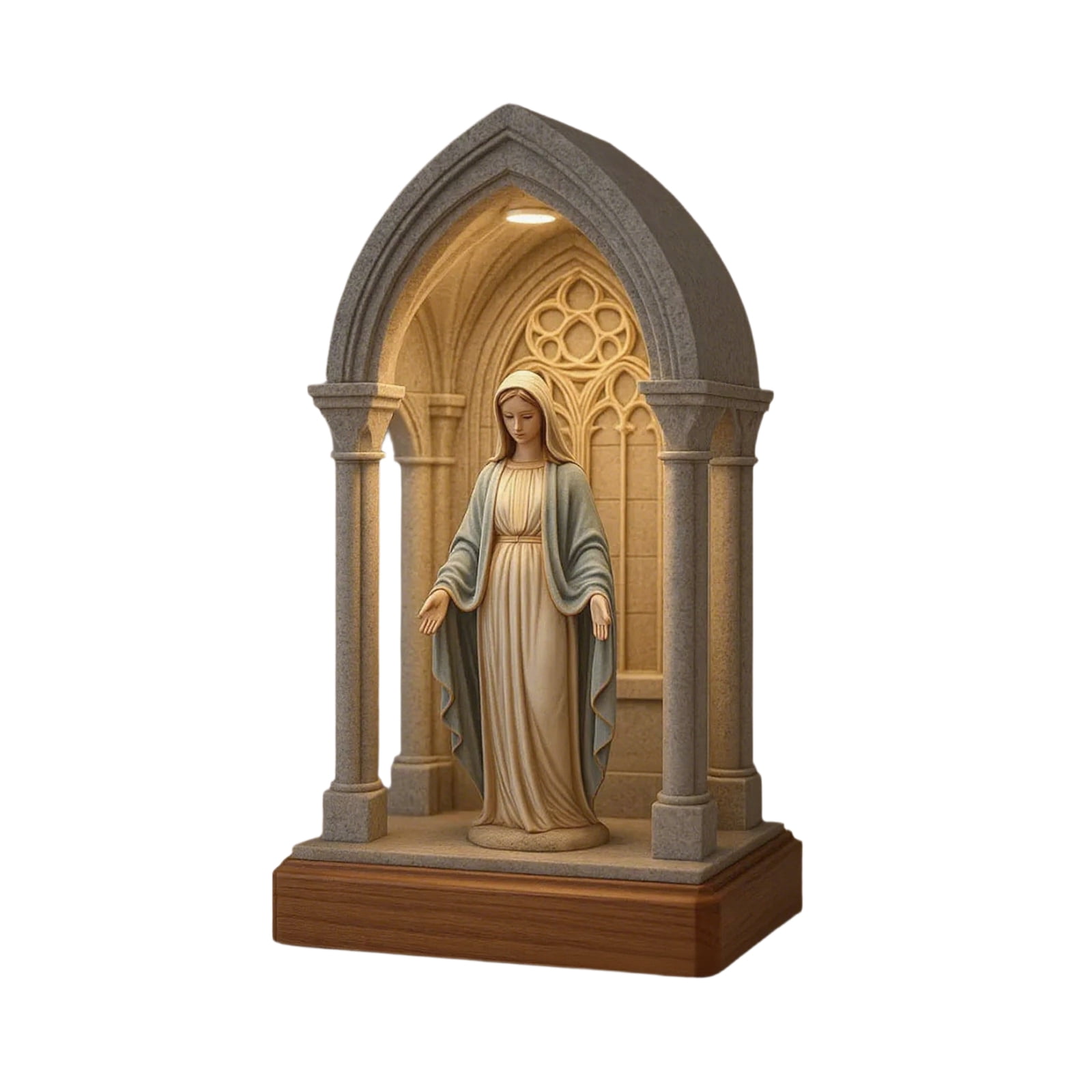 Handcrafted Virgin Mary Statue with LED Light, Resin Religious Figurine ...