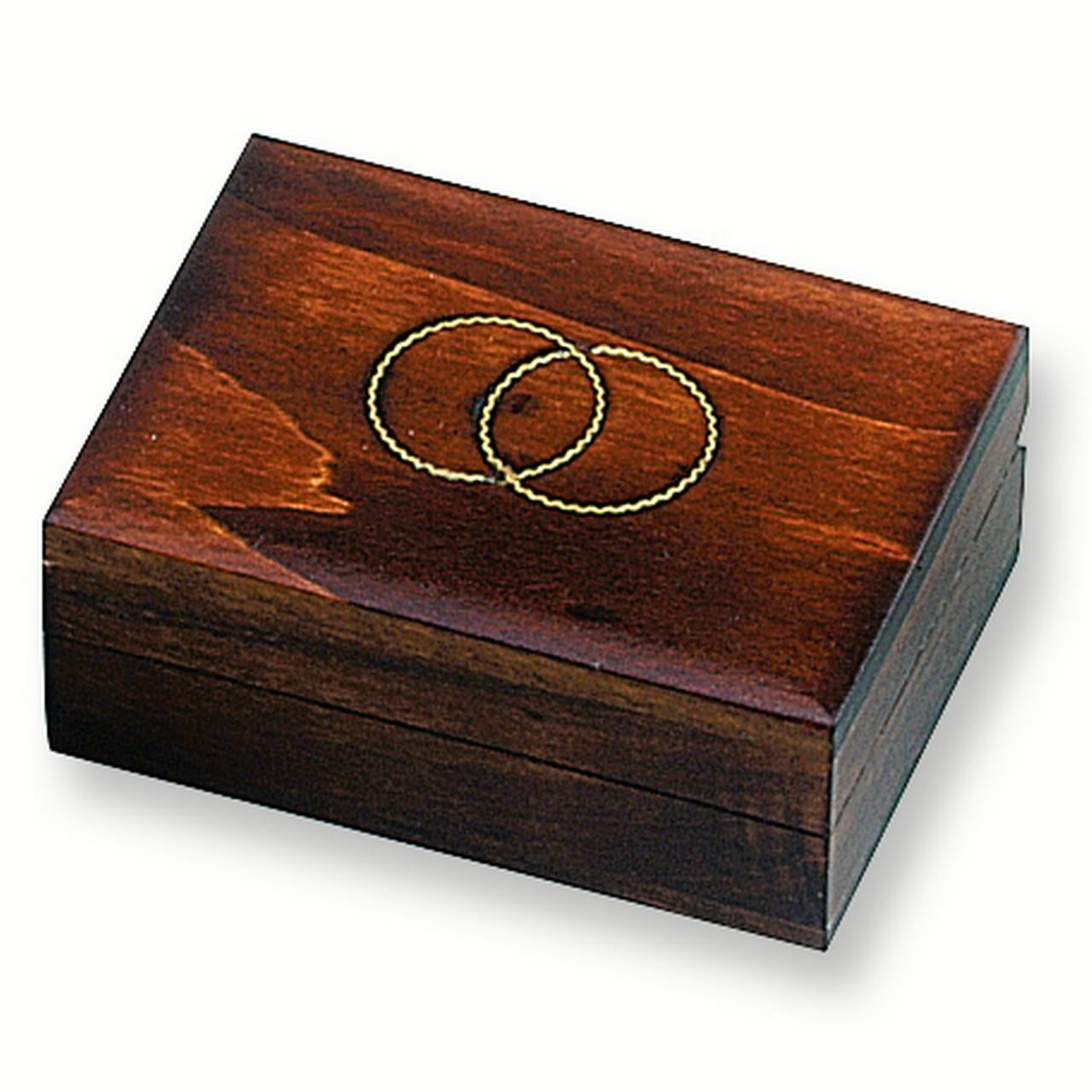 Handcrafted Walnut Finish Wood Box with Wedding Rings Inlay QGM5388 ...