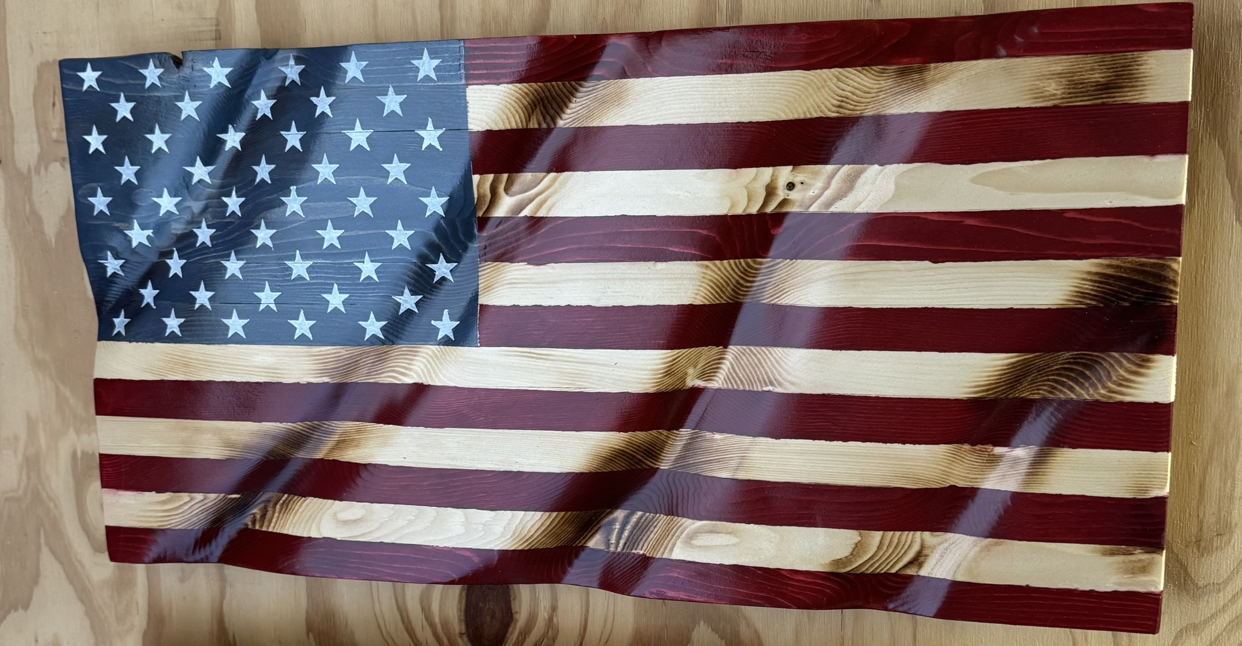 Handcrafted Waving American Flag Wooden Wall Art – 13" x 24" - Walmart ...
