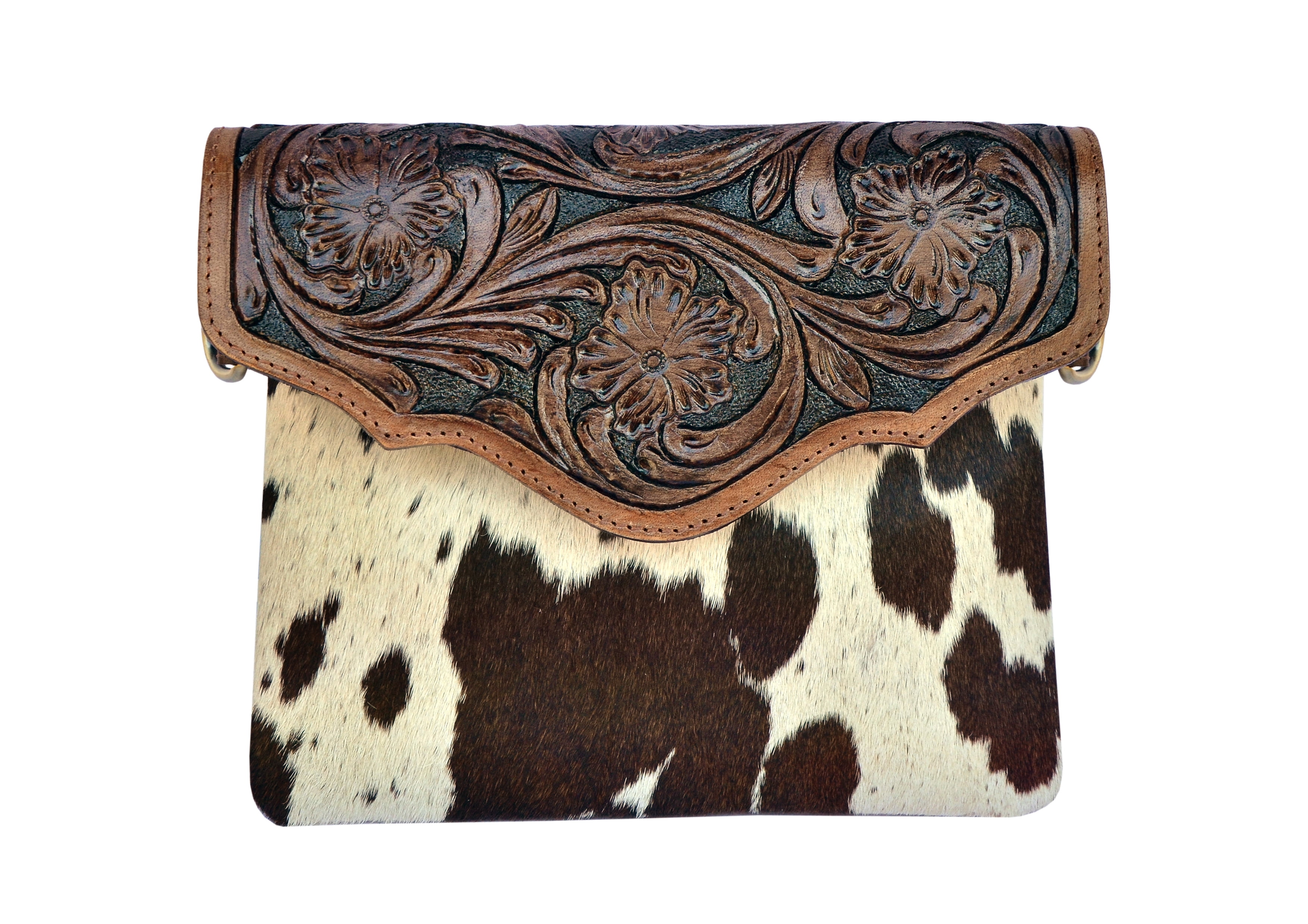 Handcrafted Western Brown Leather Purse | Handmade Floral Tooled ...