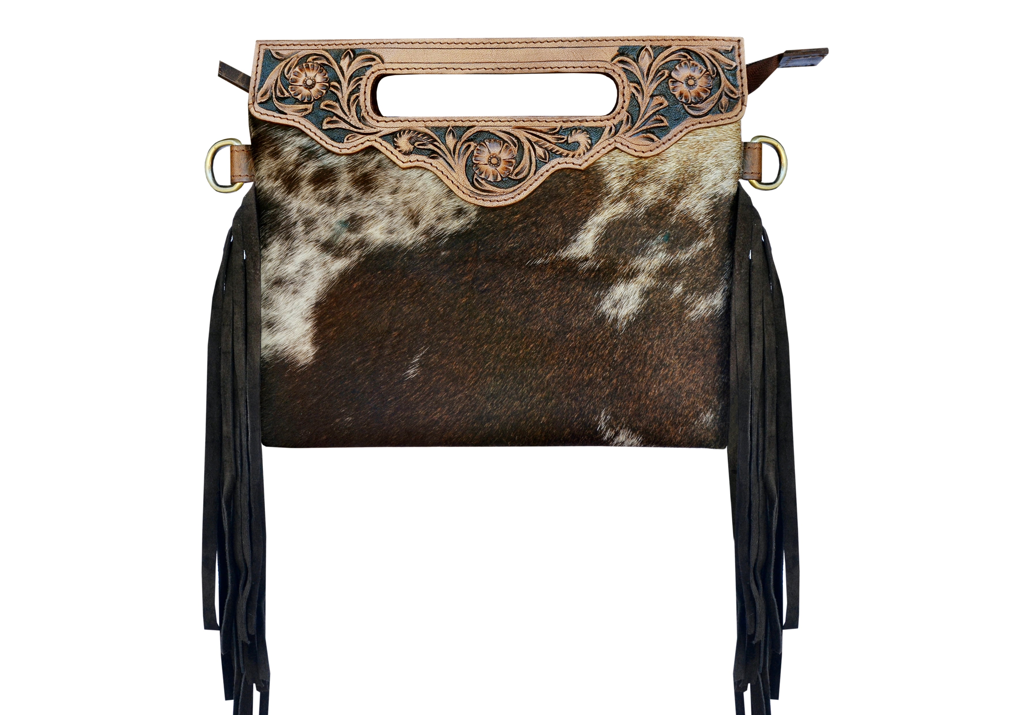 Handcrafted Western Brown Leather Purse | Handmade Floral Tooled ...