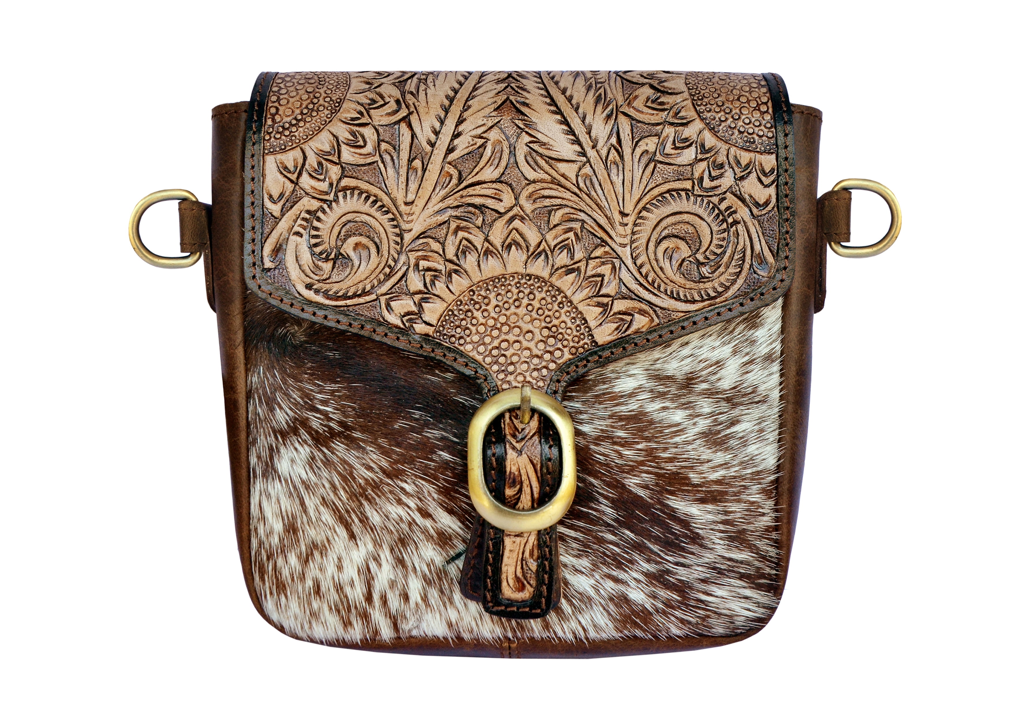 Handcrafted Western Brown Leather Purse | Handmade Floral Tooled ...