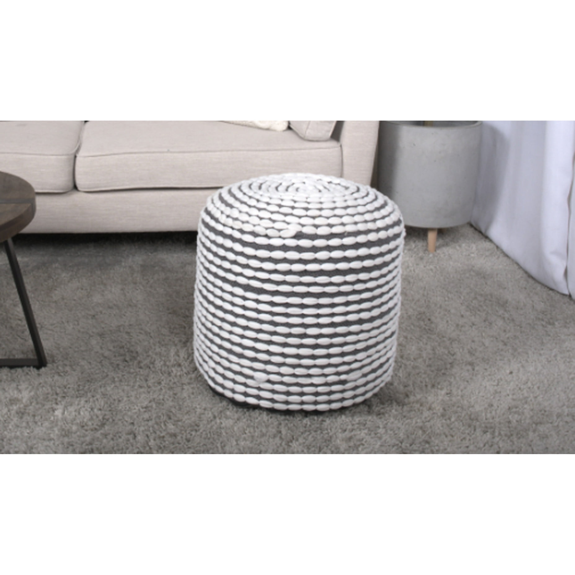 Handcrafted White Pouf+Spot Clean Only”-“Daily Use+Easy Maintenance ...
