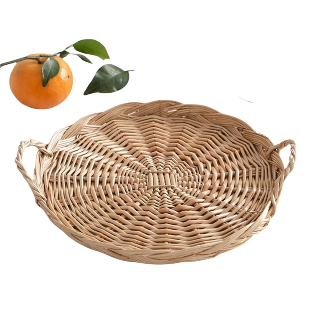 Handcrafted Willow Bread Basket,Round Wicker Serving Tray,Farmhouse ...