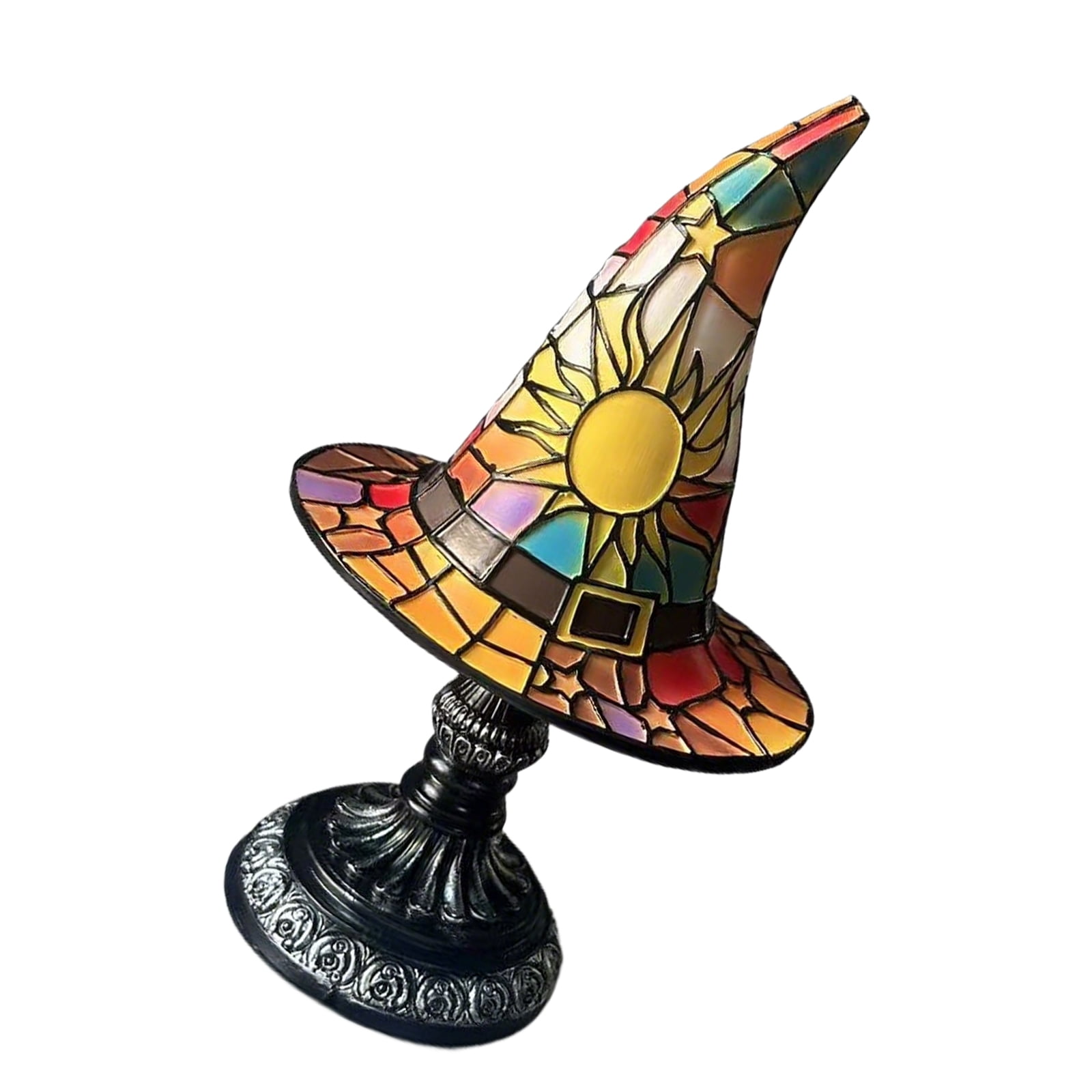 Handcrafted Witches Hat Table Lamp Halloween Decors Warm Yellow Lights ...