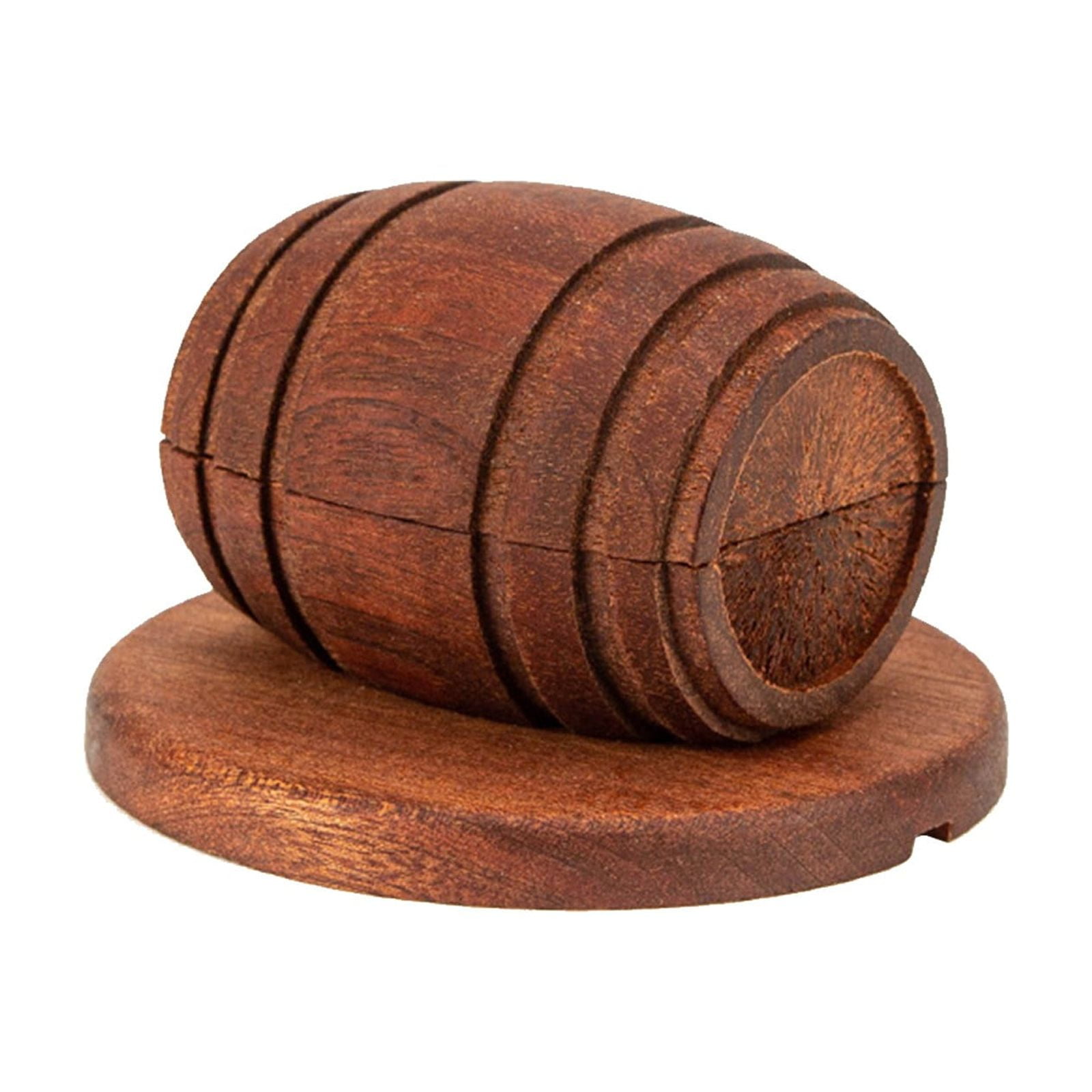 Handcrafted Wooden Barrel Puzzle with Coaster, Unique Brain Teaser for ...