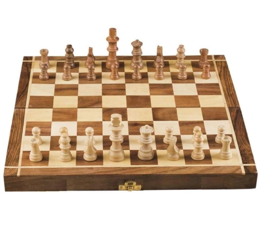 Handcrafted Wooden Chess Set, 32 Pieces, Light & Dark Wood Board ...