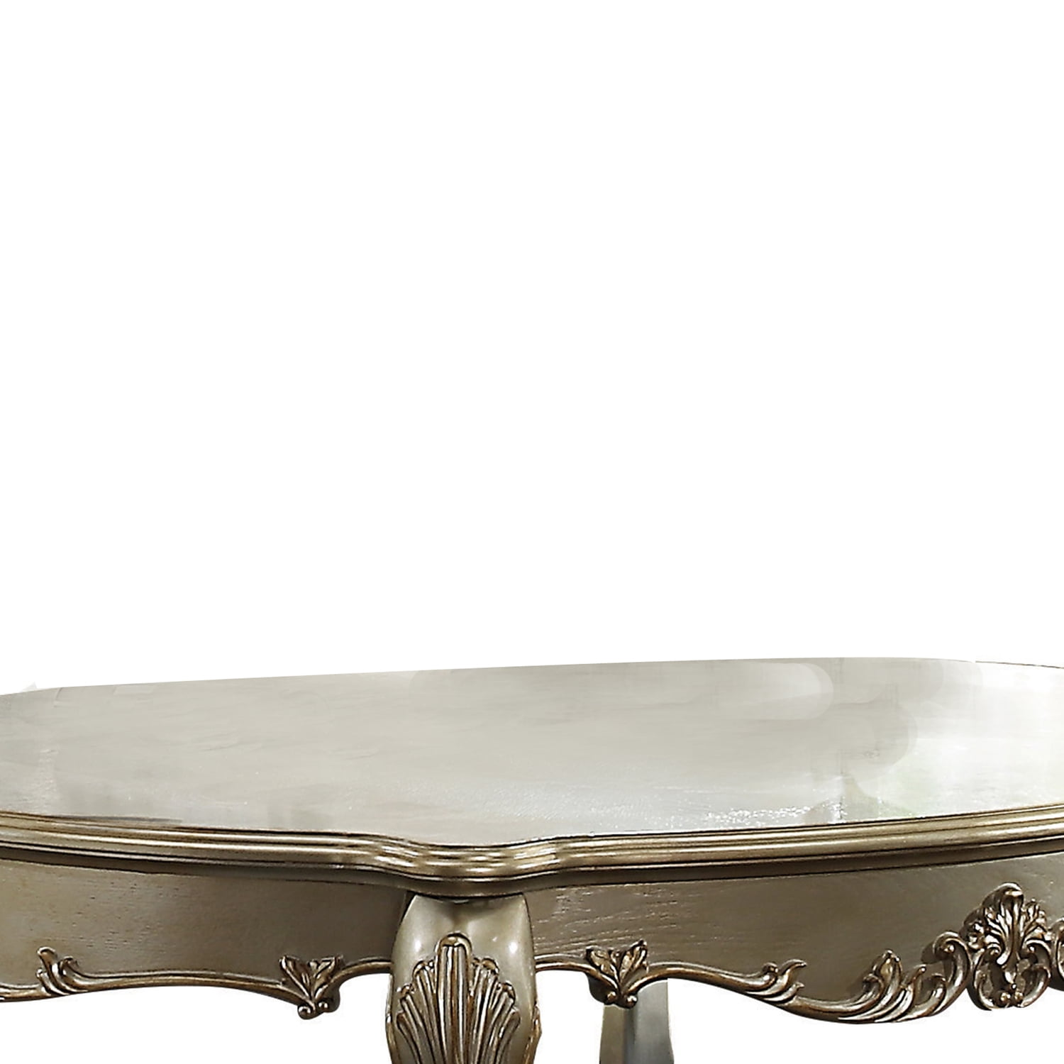 Handcrafted Wooden Coffee Table with Engravings,Antique White and Gold ...