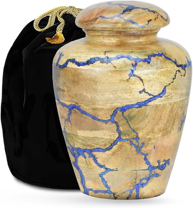 Handcrafted Wooden Cremation Urn for Ashes – Lichtenberg Figure Resin ...