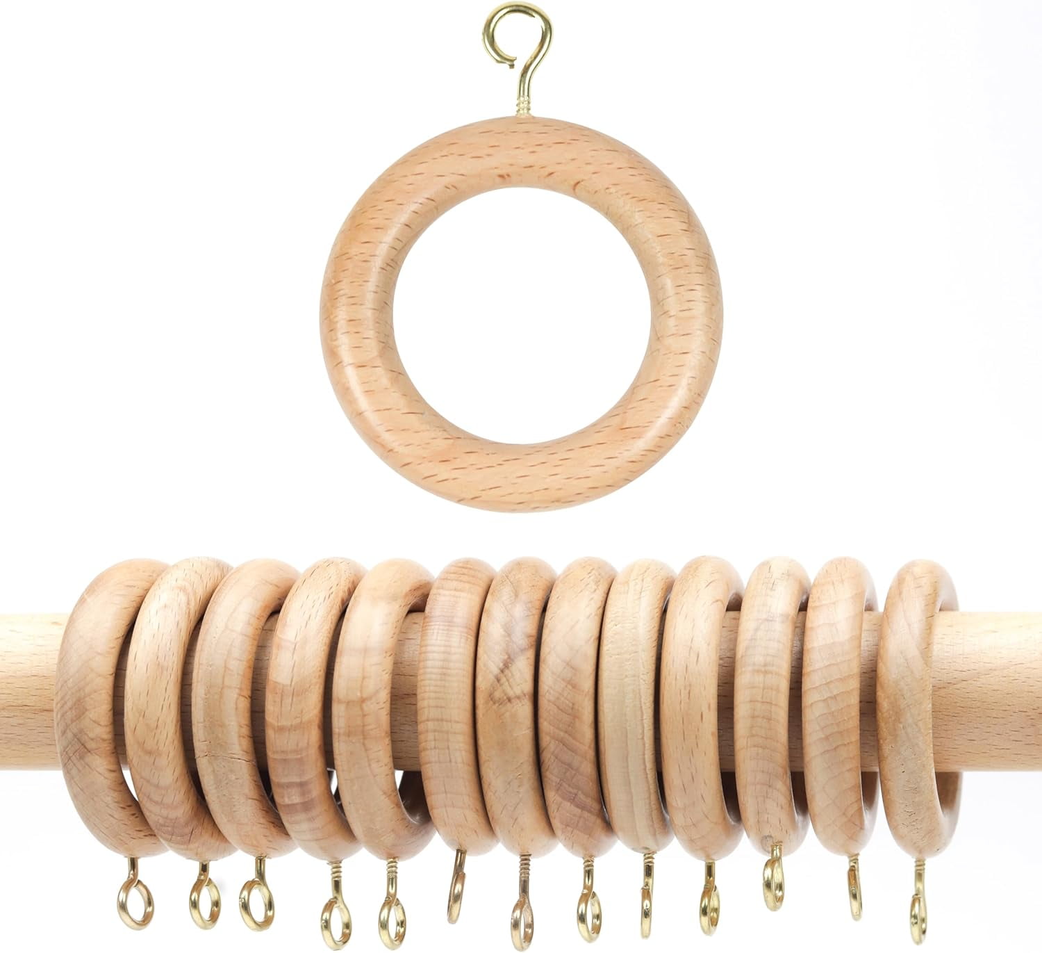 Handcrafted Wooden Drapery Rod Rings, Curtain Rod Rings, for 1-1.5 Inch ...