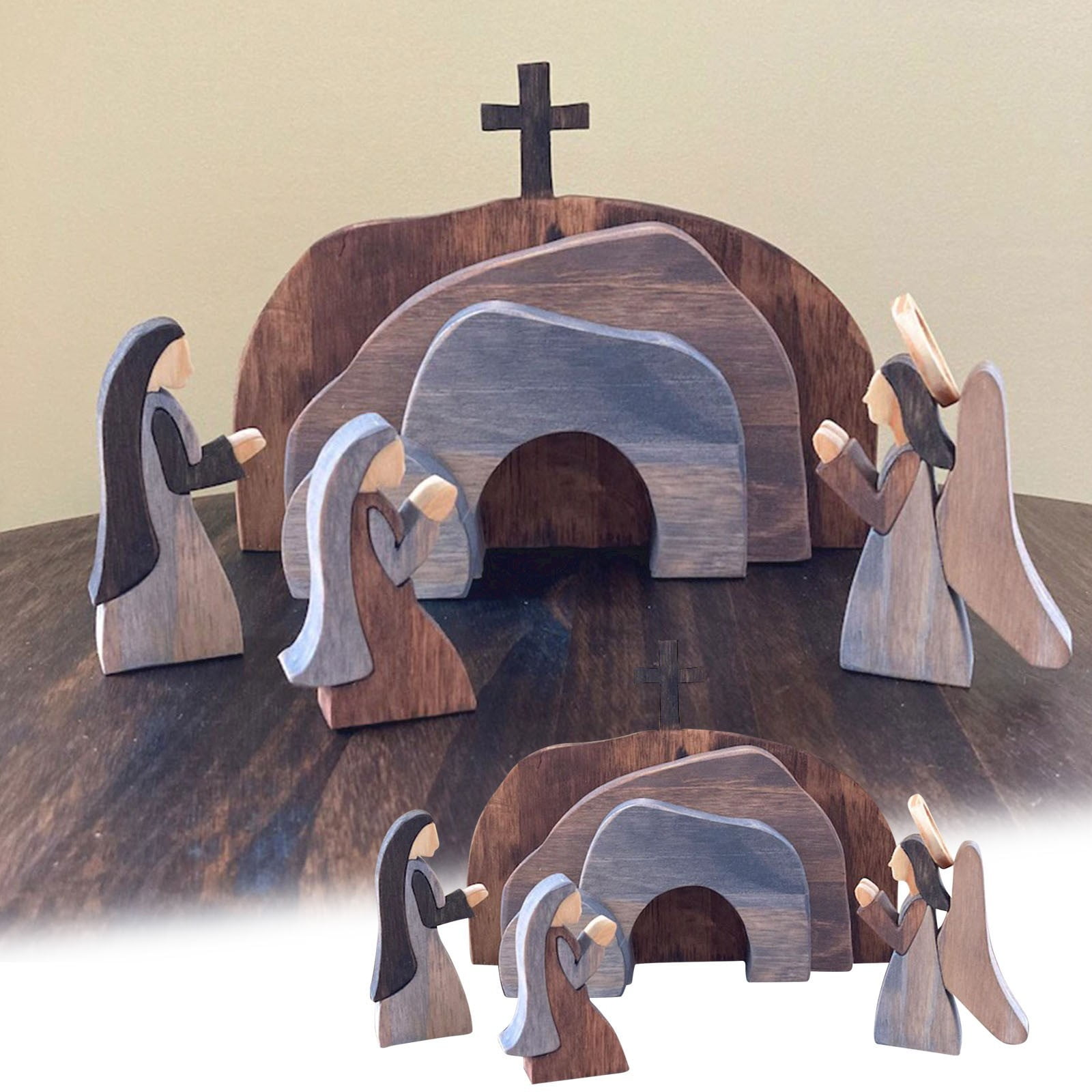 Handcrafted Wooden Empty Tomb and Cross Scene – Easter Resurrection ...