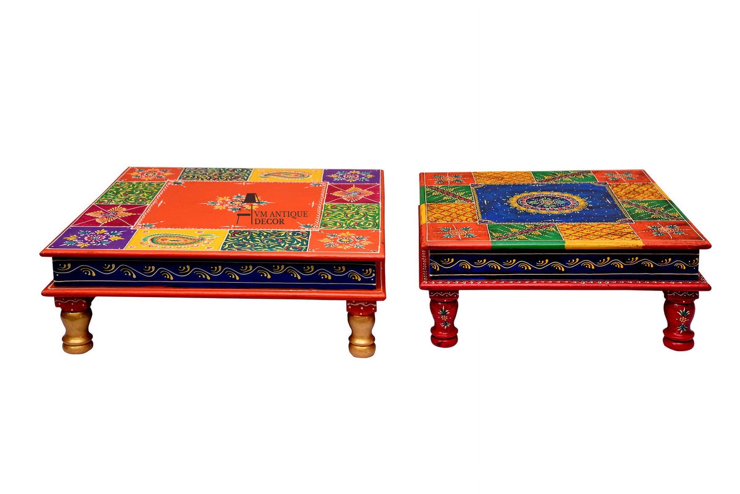Handcrafted Wooden Hand-Painted Foldable Chowki - Walmart.com
