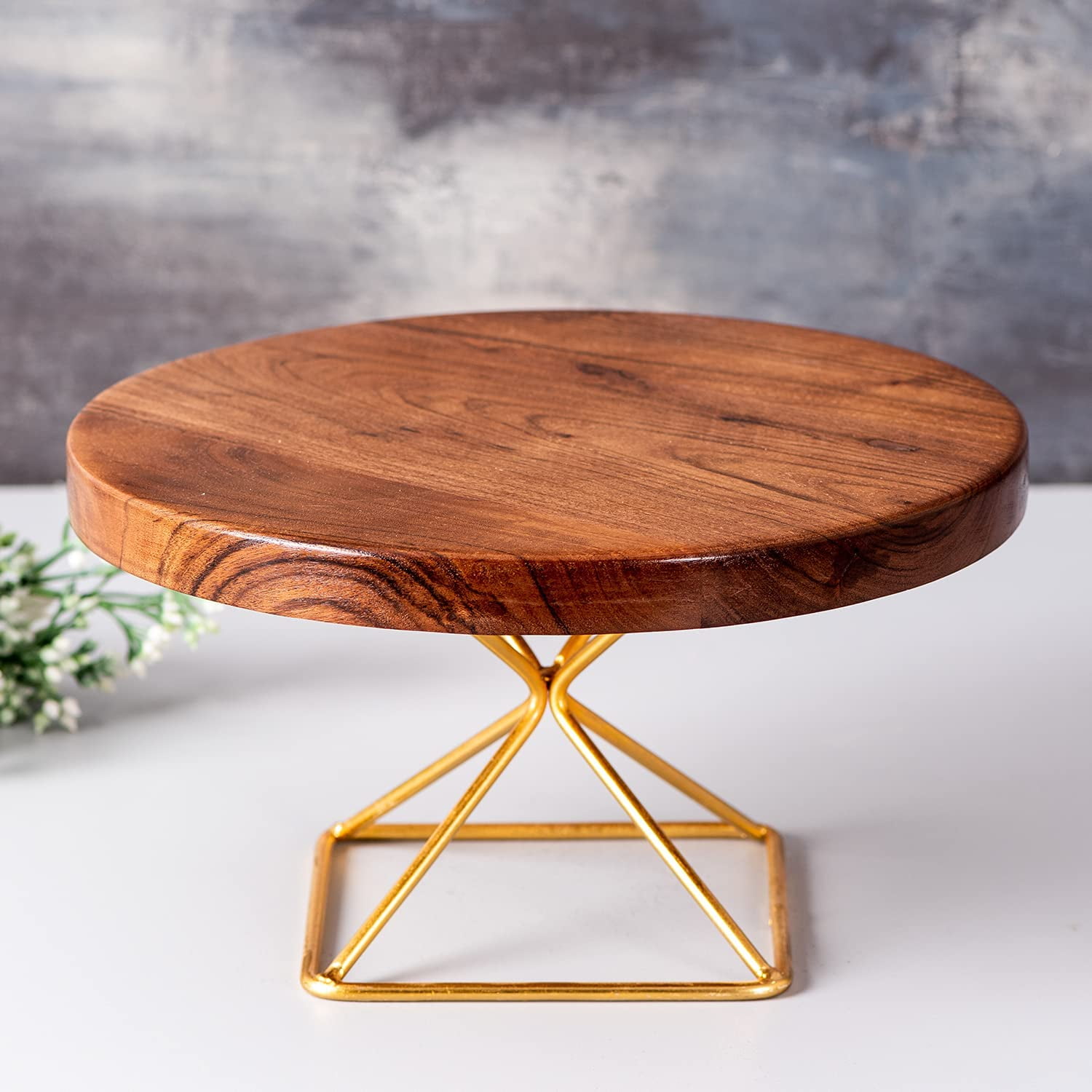Handcrafted Wooden Iron Cake Stand with Server Add a Touch of Charm to ...