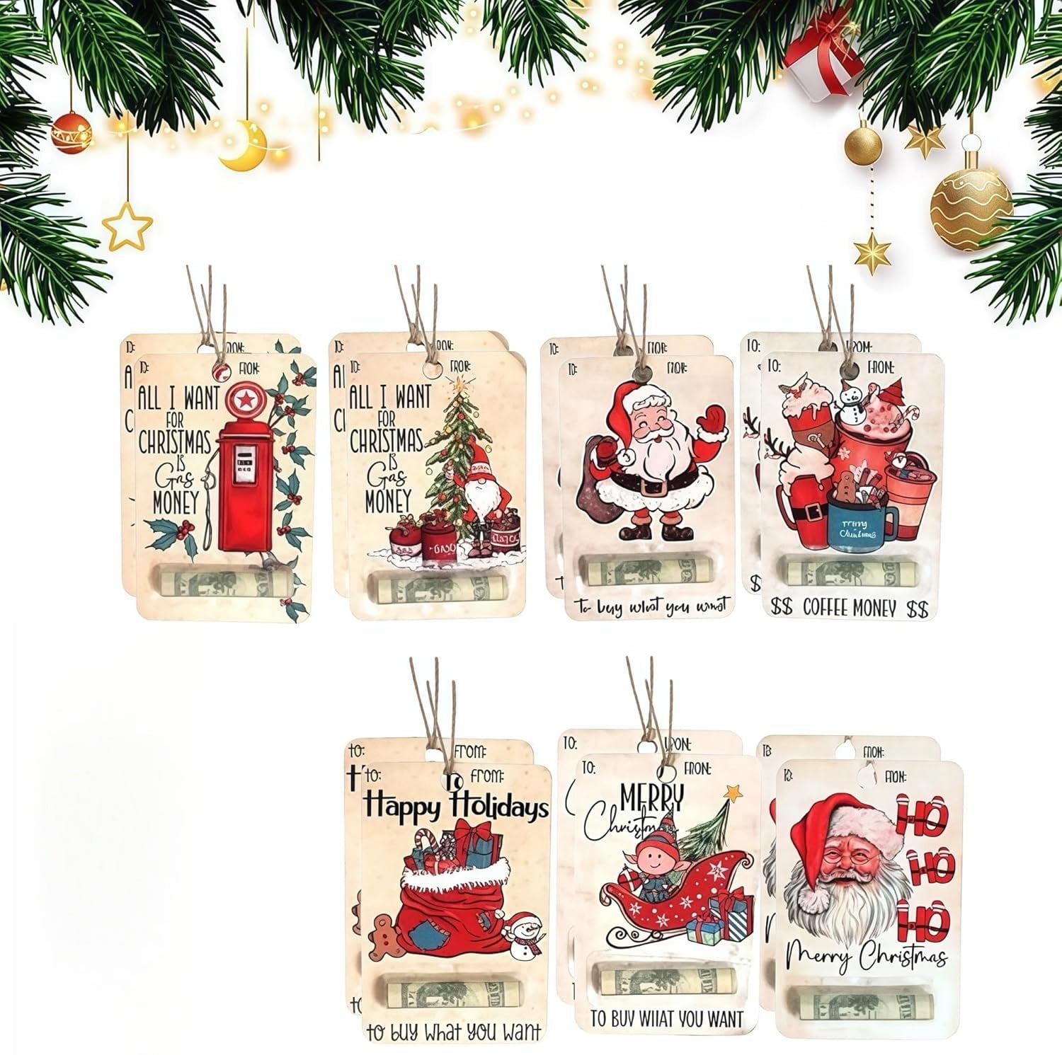 Handcrafted Wooden Money Holders Gift, Christmas Tree Money Envelopes ...