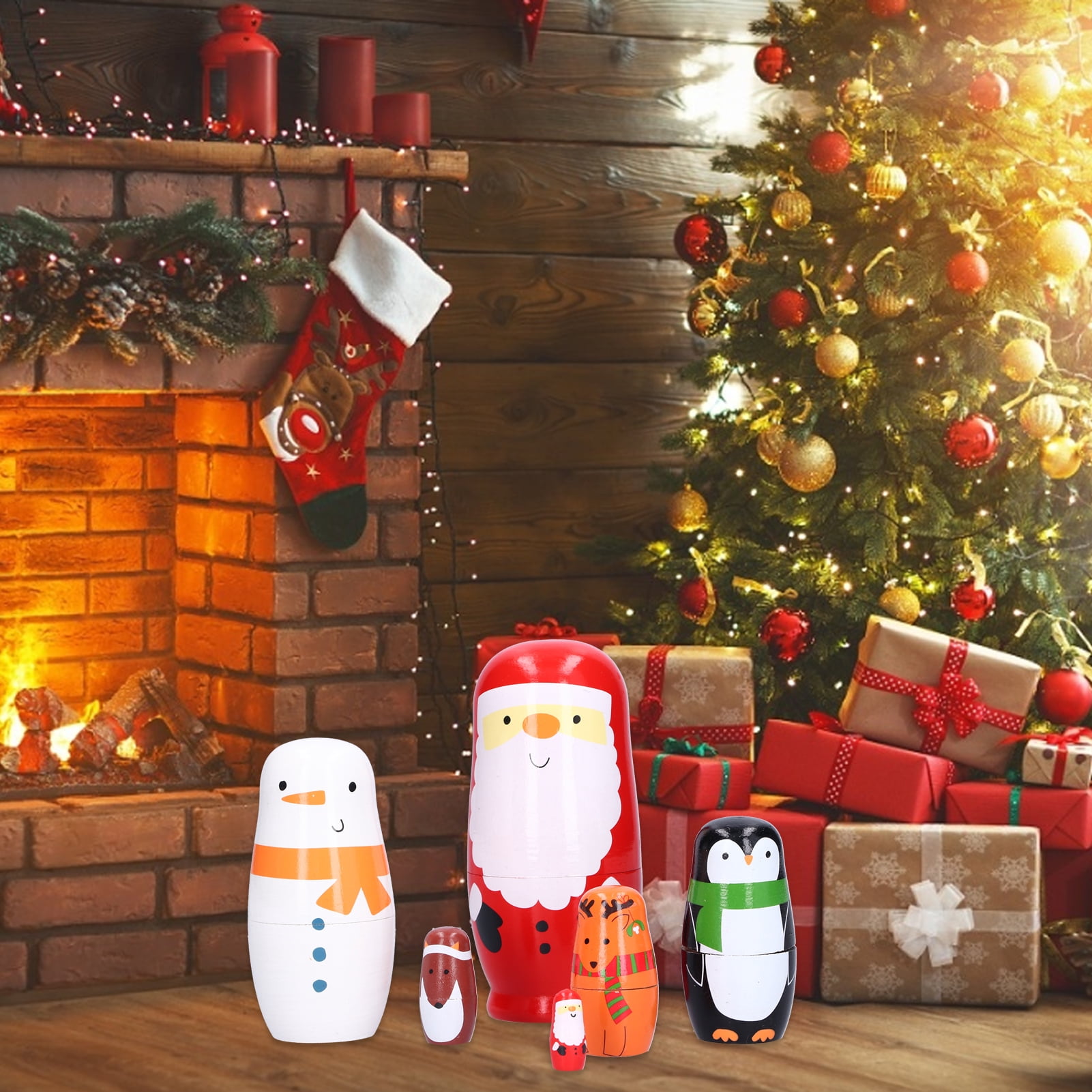 Handcrafted Wooden Nesting Doll Set, 6 Designs For Desktop Display ...