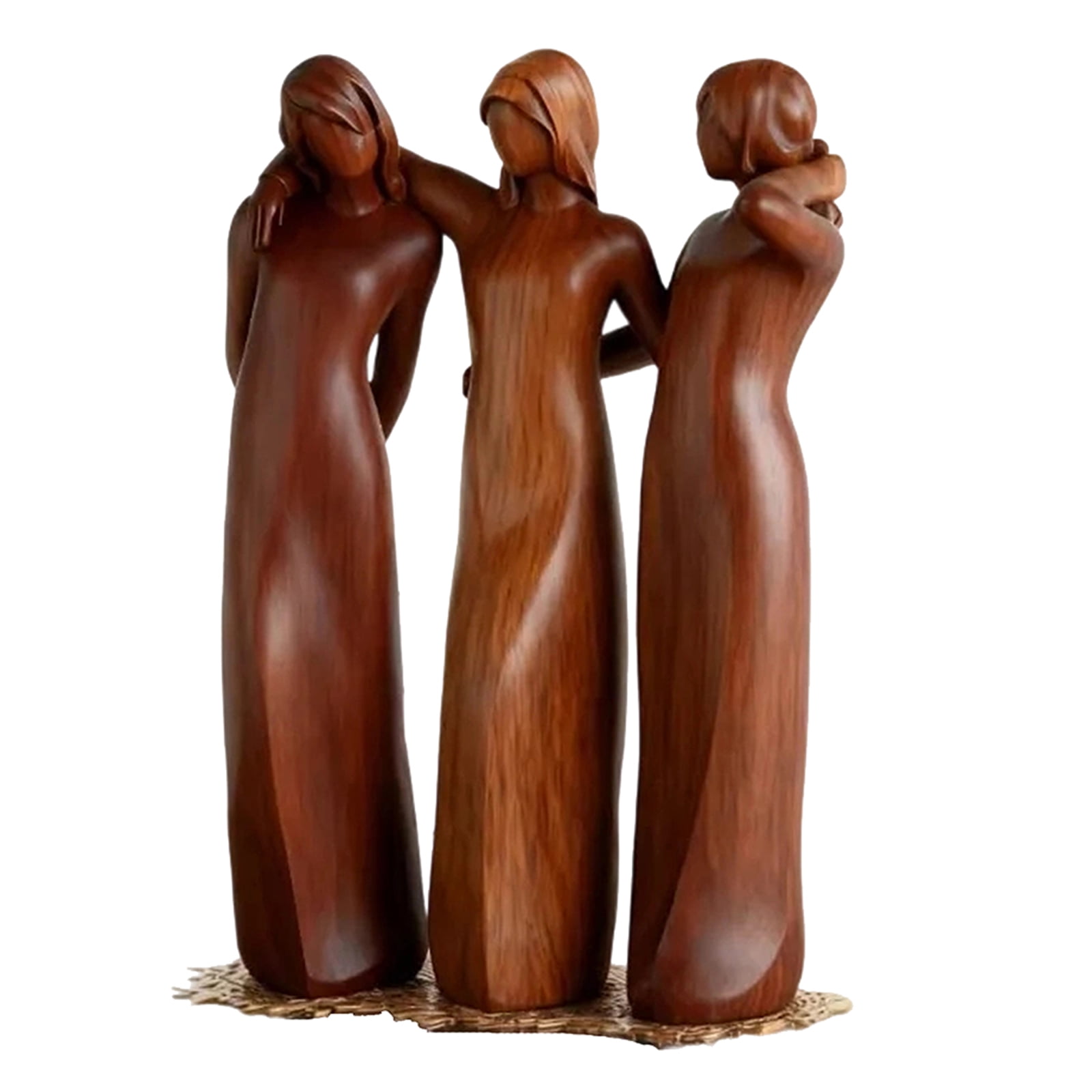 Handcrafted Wooden Sculpture Three Women Figurine Minimalist Carved ...