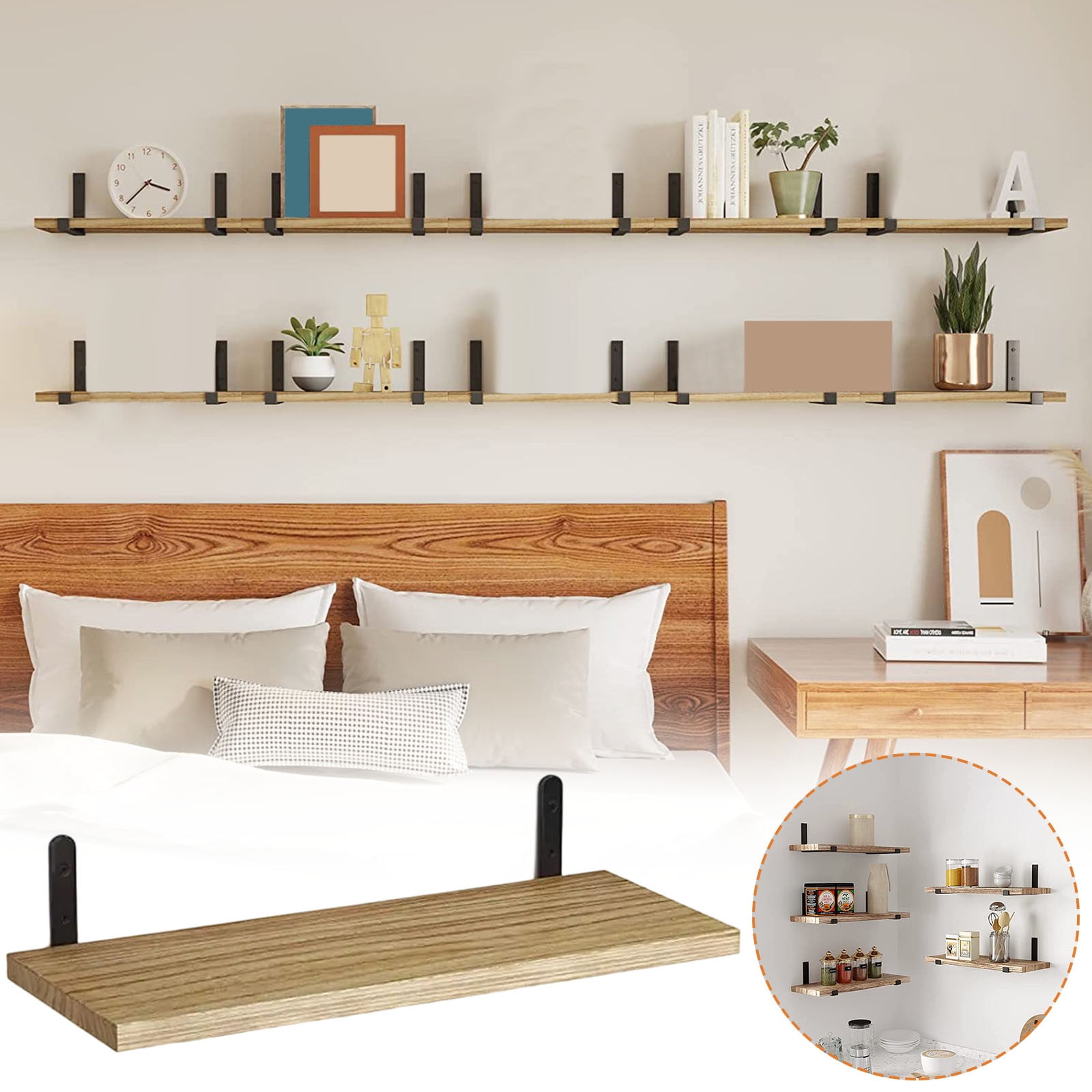 Handcrafted Wooden Shelf, Rustic Scaffold Board Shelving, 2 Bracket Per ...