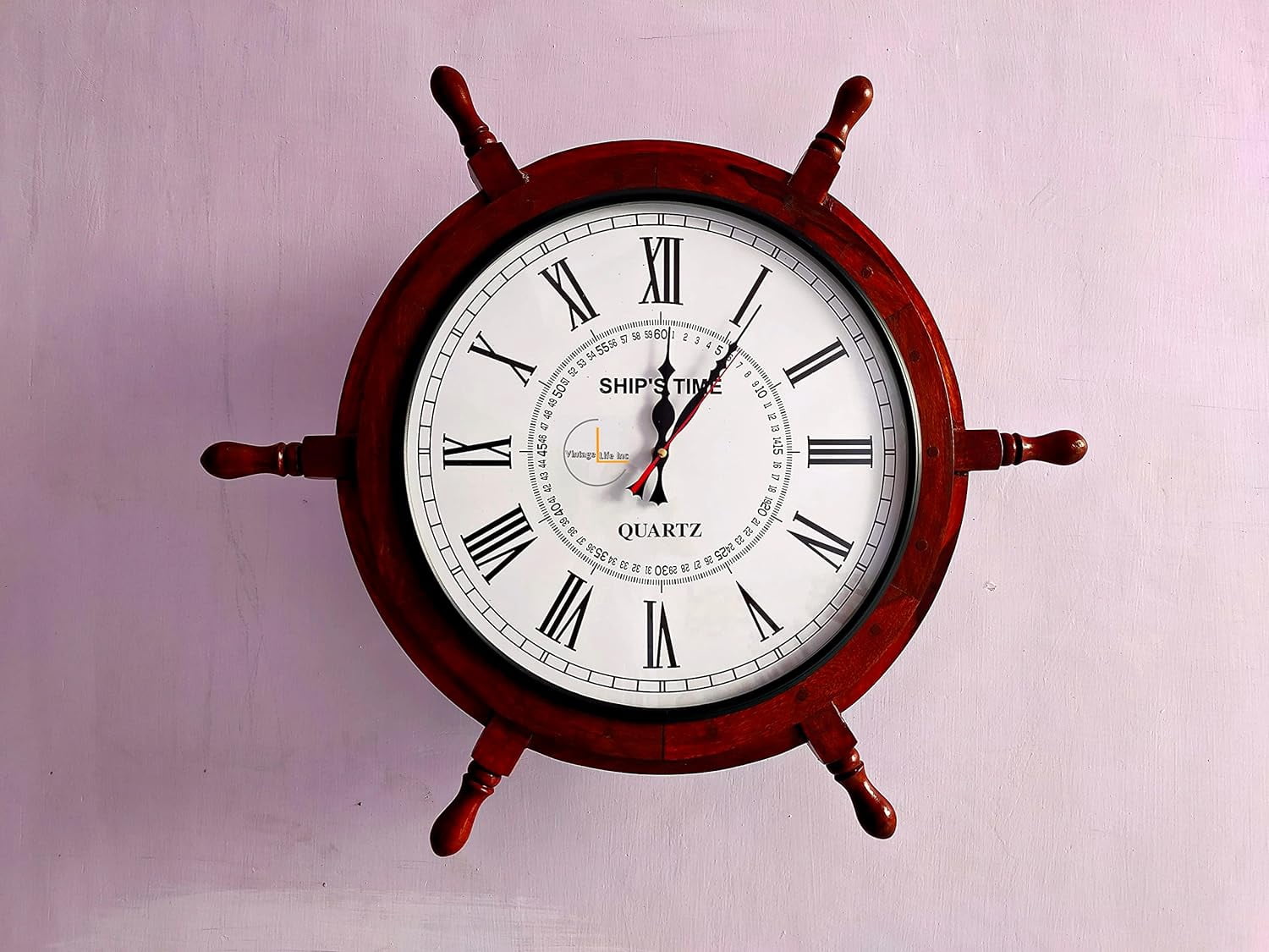 Handcrafted Wooden Ship Wheel Wall Clock for Home and Office Decor ...