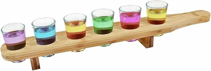 Handcrafted Wooden Shot Glass Serving Set – 6 Shot Glasses | Bar ...