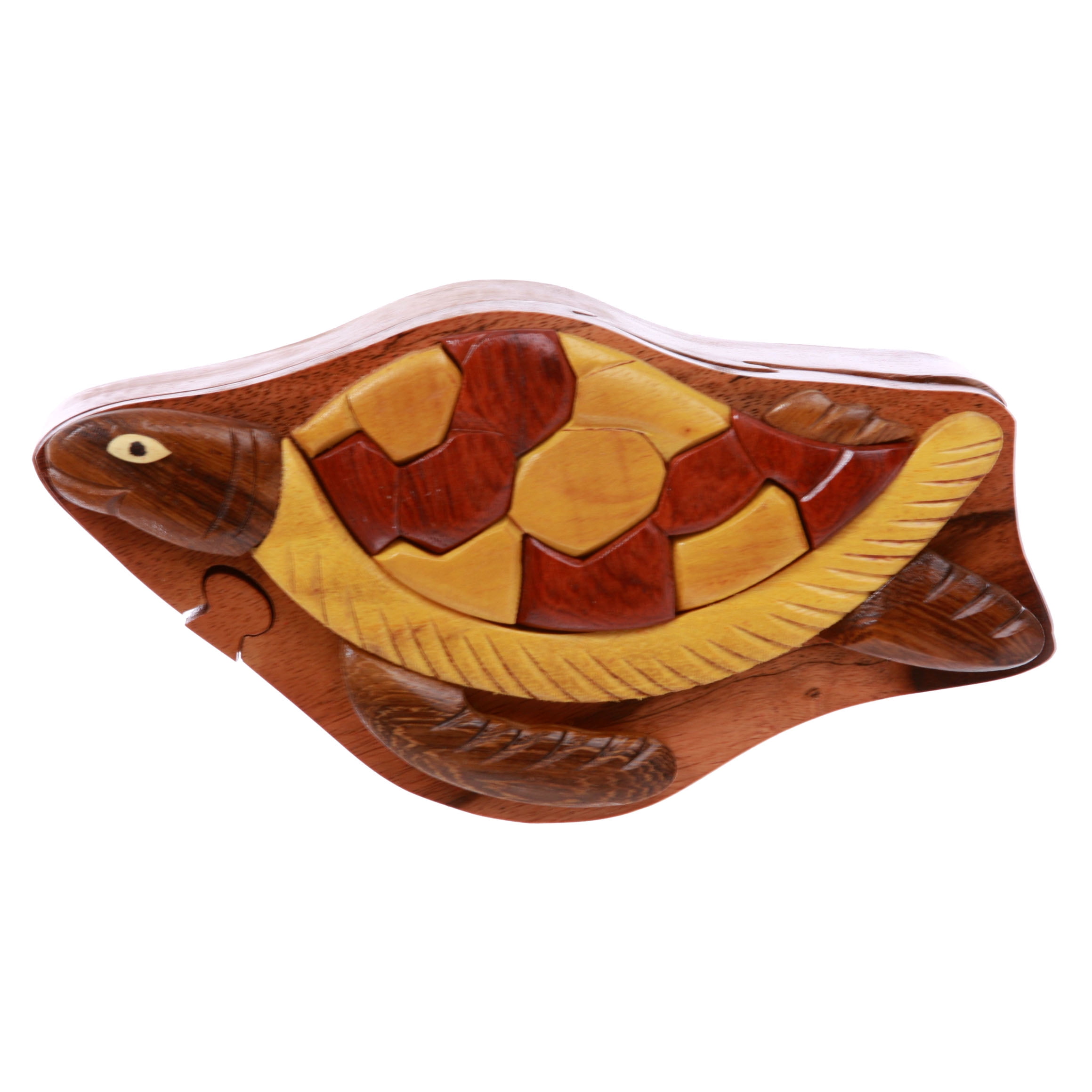 Handcrafted Wooden Turtle Animal Shape Secret Jewelry Puzzle Box ...