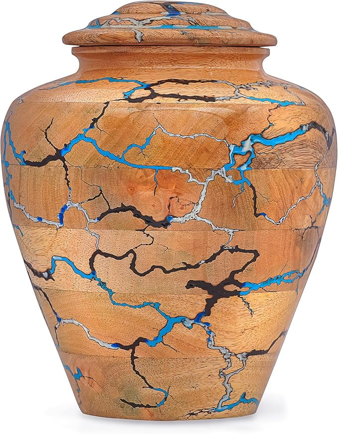 Handcrafted Wooden Urn for Human Ashes,Epoxy Resin Design – Memorial ...
