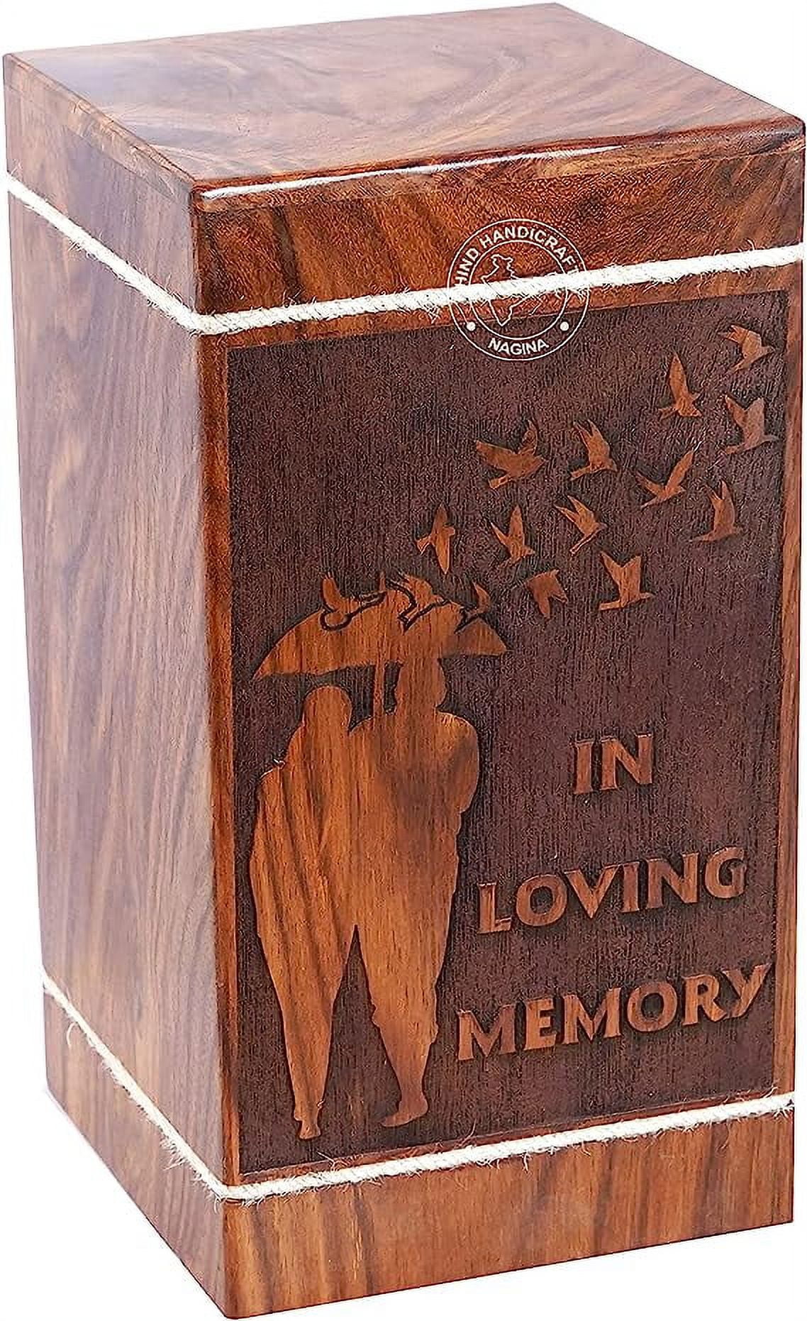 Handcrafted Wooden Urns for Human Ashes Adult Large - Flying Dove ...