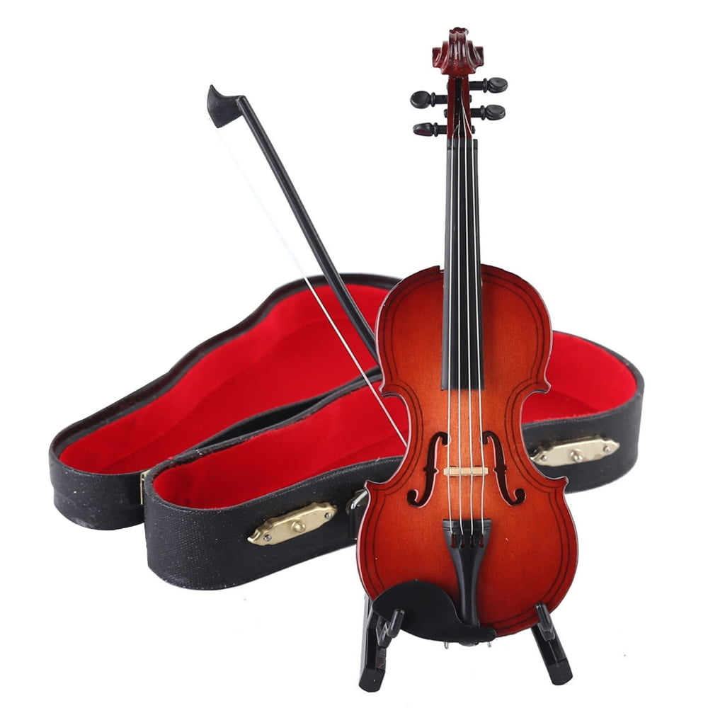 Handcrafted Wooden Violin Model with Stand & Case Accessory ...