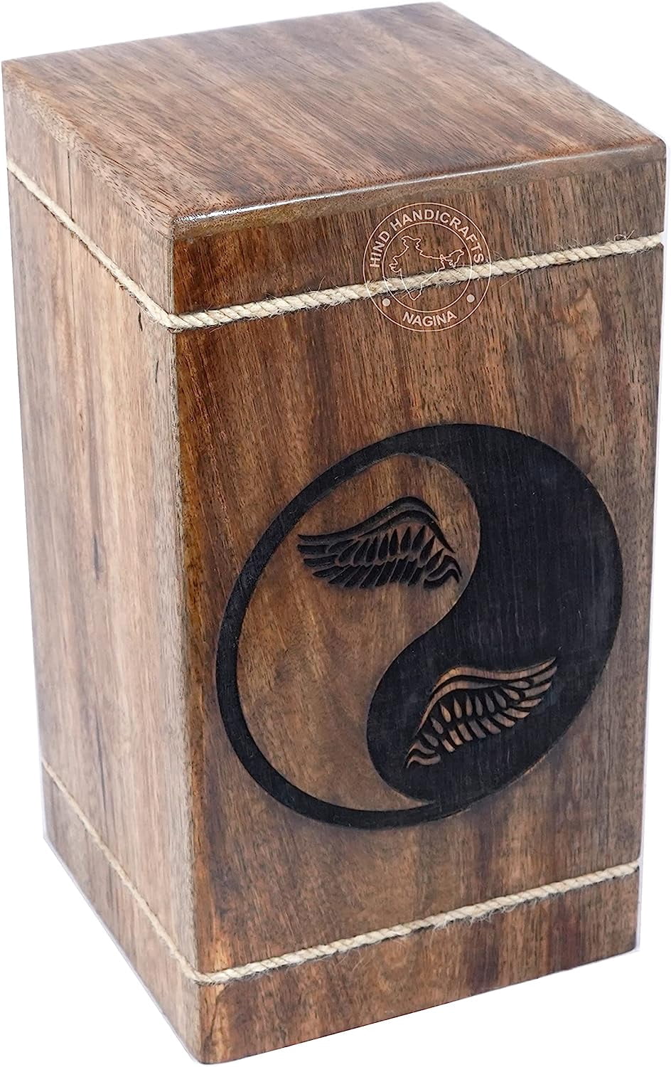 Hind Handicrafts Handcrafted Wooden Ying Yang Cremation Urn, Rosewood ...