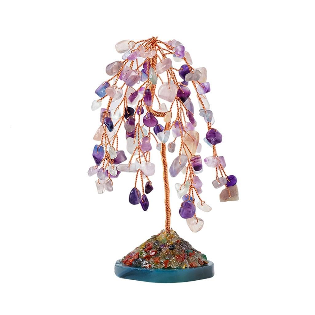 Handcrafts Wicker Crystal Money Tree with Stable Base for Fengshui ...