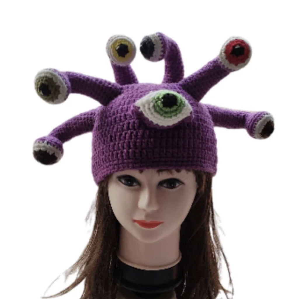 Handcrochet Beanie Hat Novelty Women Hat Funny Octopus Eyes Hat Teens ...