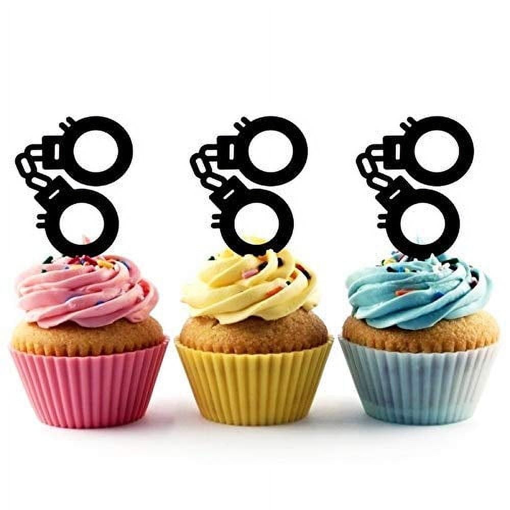 Handcuffs Silhouette Acrylic Cupcake Toppers-12 PCS - Walmart.com