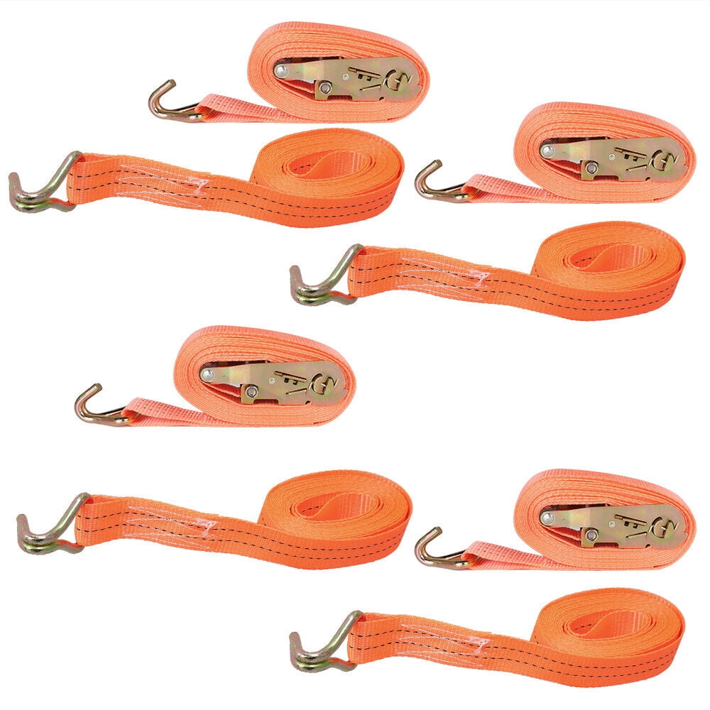 Handdo 4 × 1.5" Orange Ratchet Straps J Hook Heavy Duty Tie Downs US ...