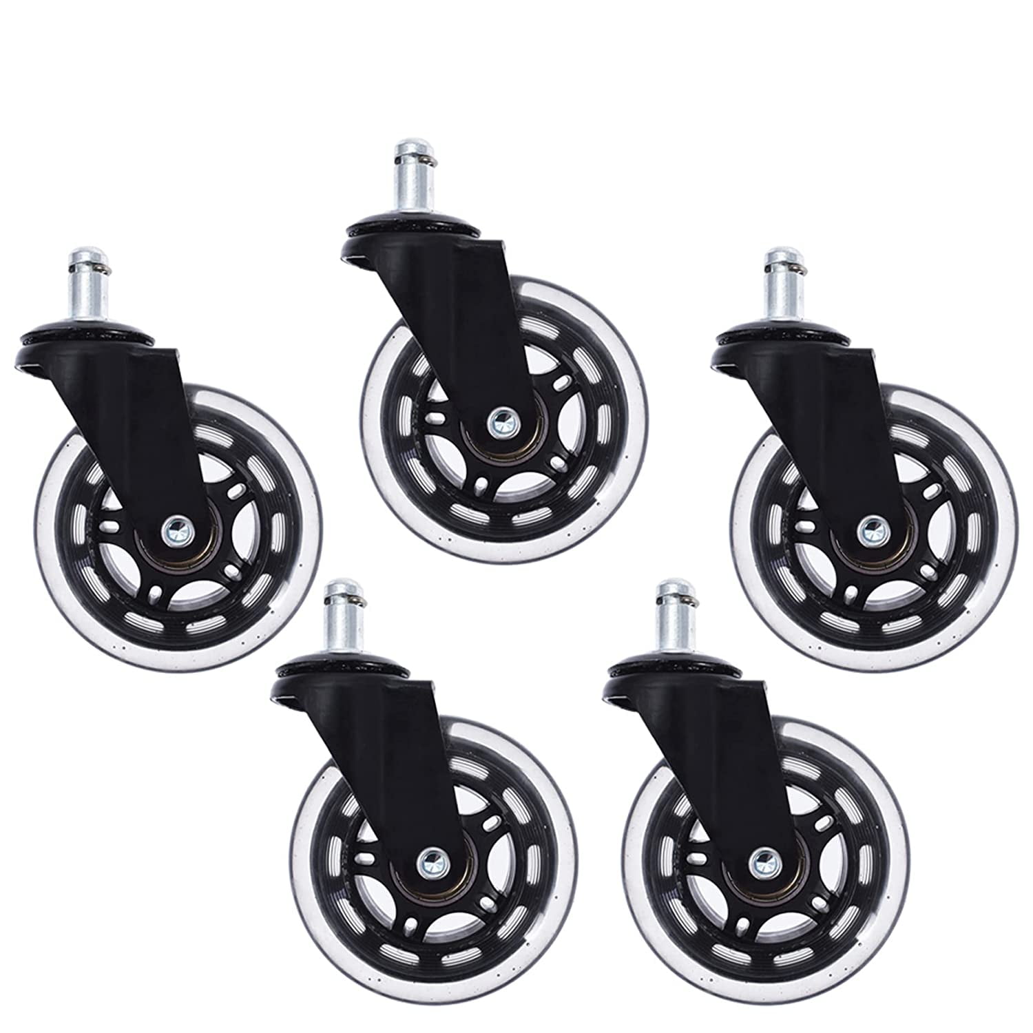 Handdo 5Pack 3 " Office Chair Caster Rubber Swivel Wheels Replacement ...