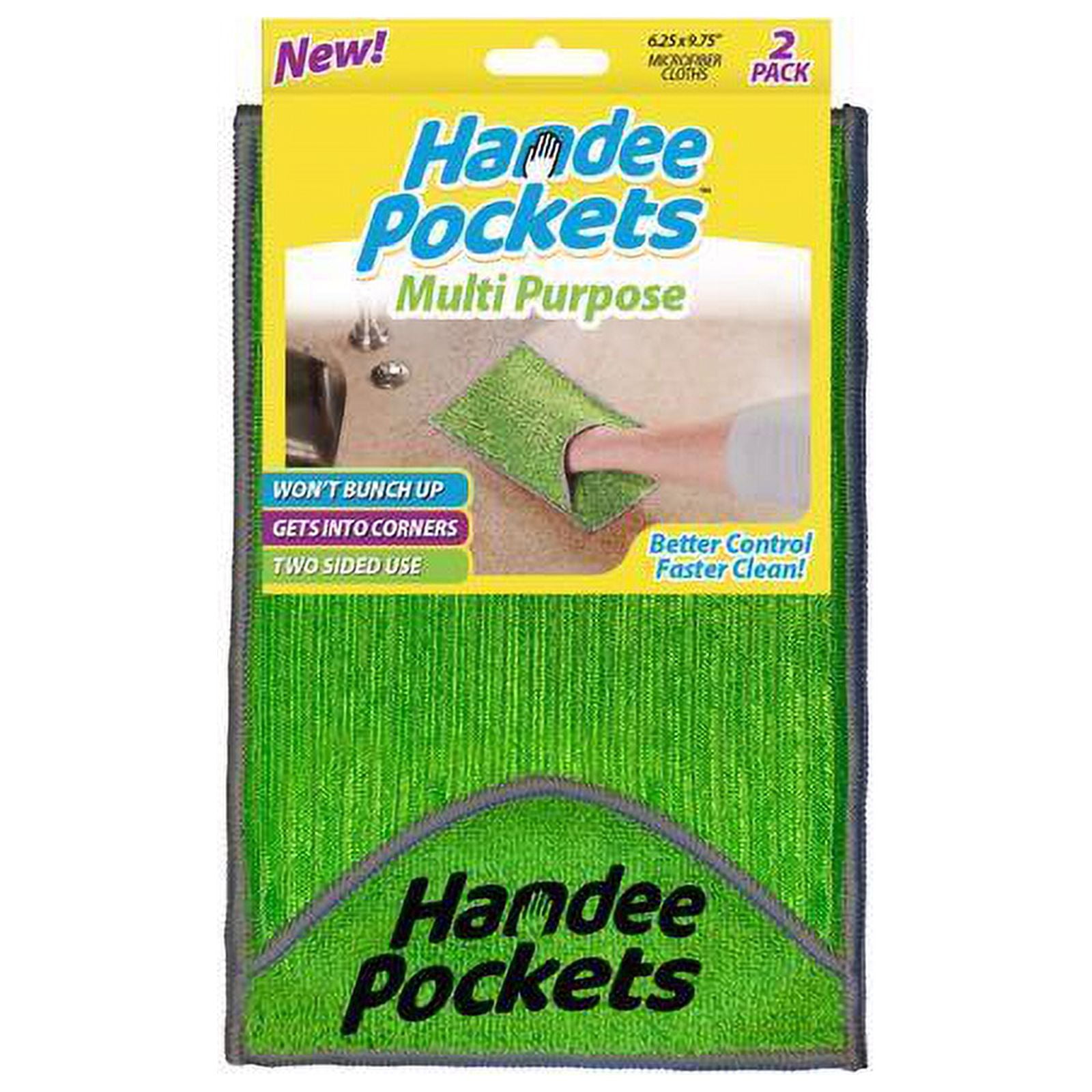 HANDEE POCKETS Multipurpose Microfiber Cleaning Cloths with Built-In ...