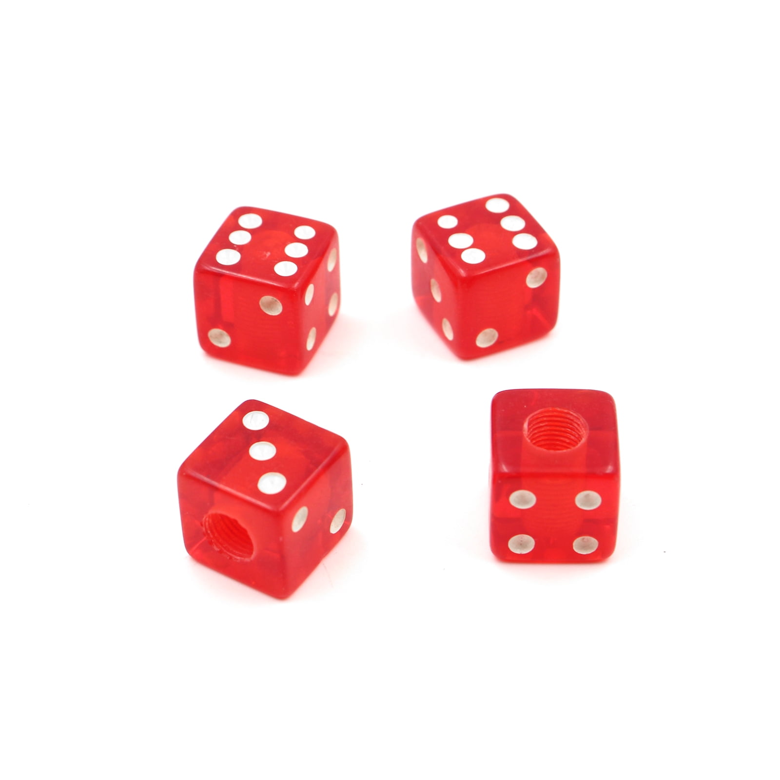 Handfly 4pcs Red Tire Stem Valve Caps Dice Shape Aluminium Alloy Tire ...
