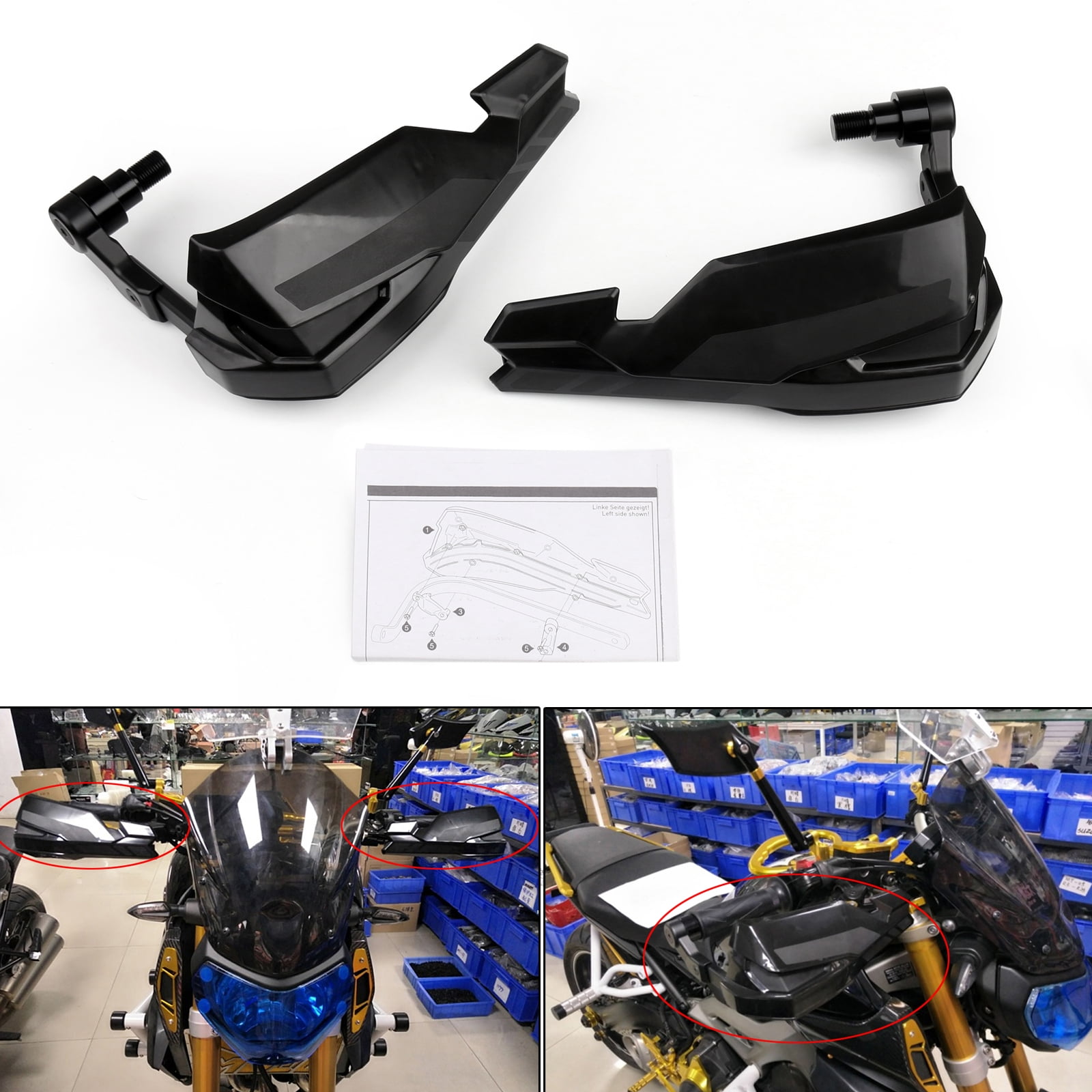 Handguard Protector Kit With Spoilers For Yamaha MT-07/MT-09 Kawasaki ...