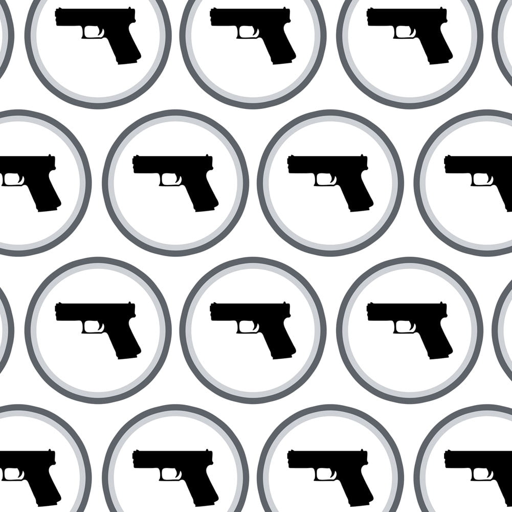 Handgun Weapon Black on White Premium Gift Wrap Wrapping Paper Roll ...